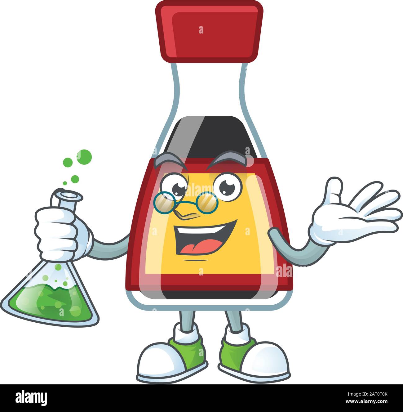 Smart Professor say asian sauce cartoon character with glass tube Stock ...