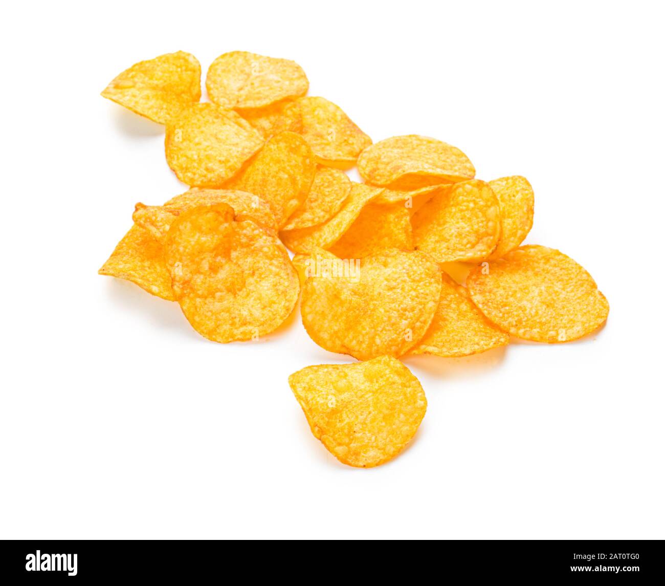Tasty potato chips on white background Stock Photo - Alamy