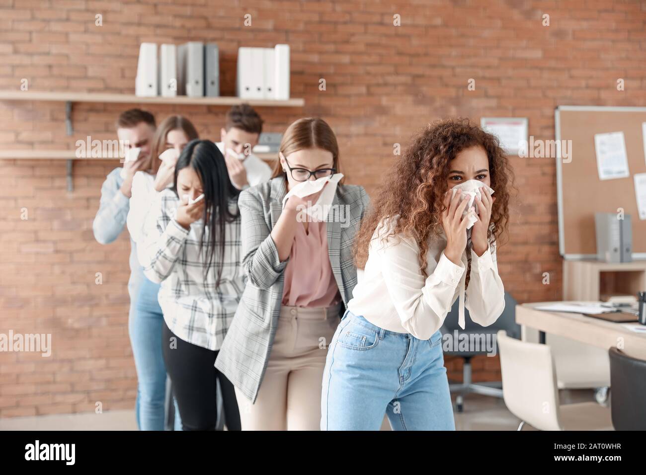 Evacuation of people from burning office building Stock Photo - Alamy
