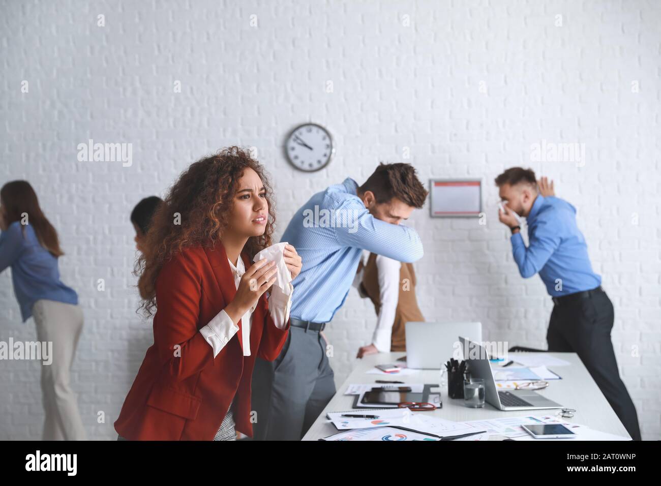 Evacuation of people from burning office building Stock Photo - Alamy