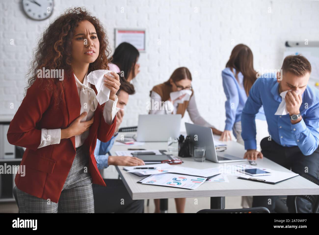 Evacuation of people from burning office building Stock Photo - Alamy