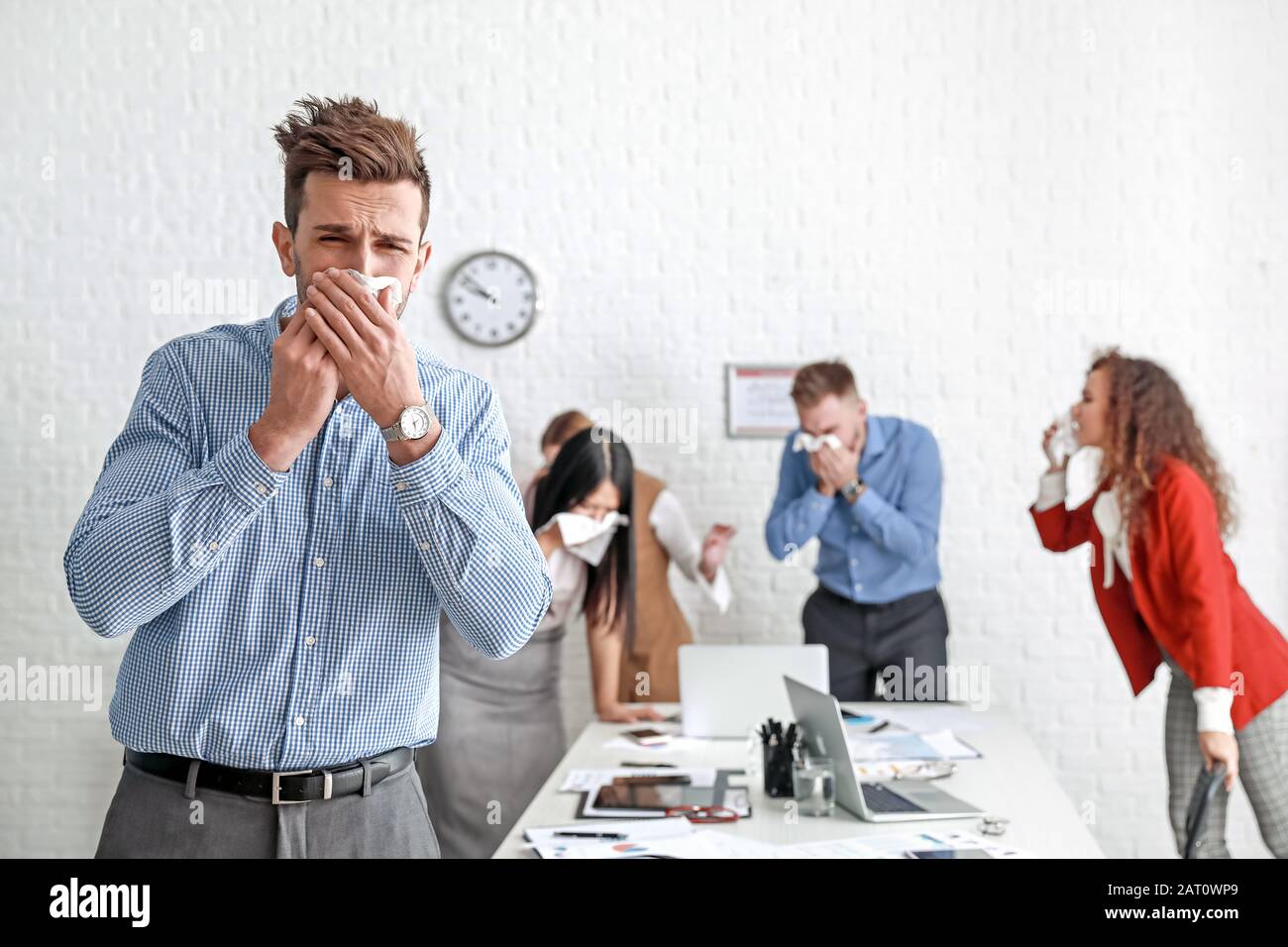 Evacuation of people from burning office building Stock Photo - Alamy