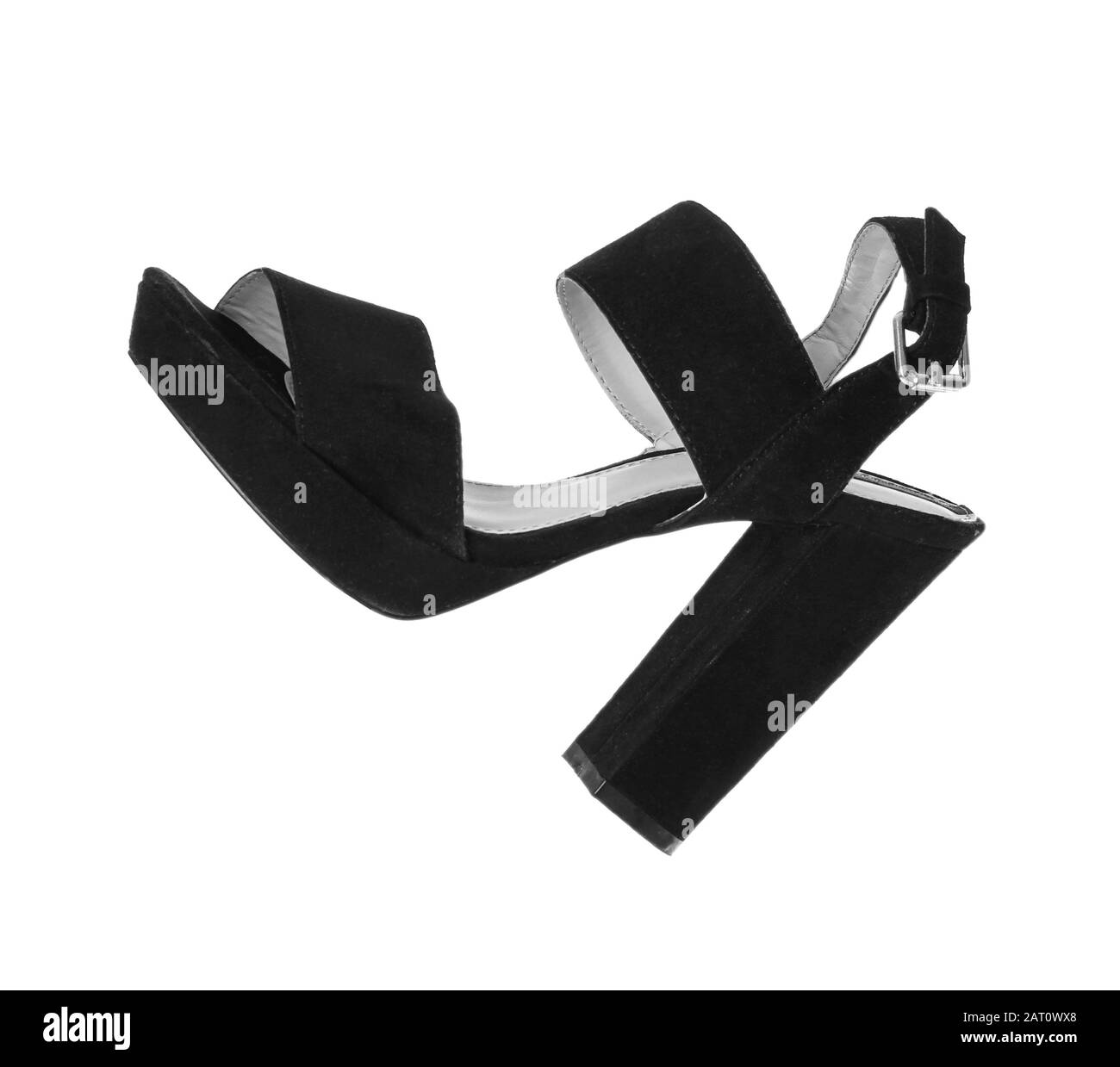 Flying female shoe on white background Stock Photo - Alamy