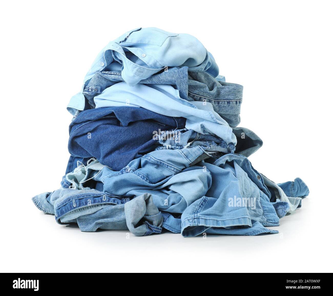 Heap of different clothes on white background Stock Photo - Alamy