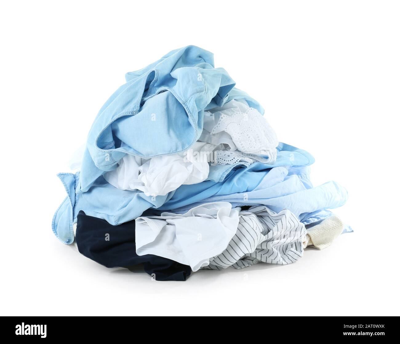Heap of different clothes on white background Stock Photo - Alamy