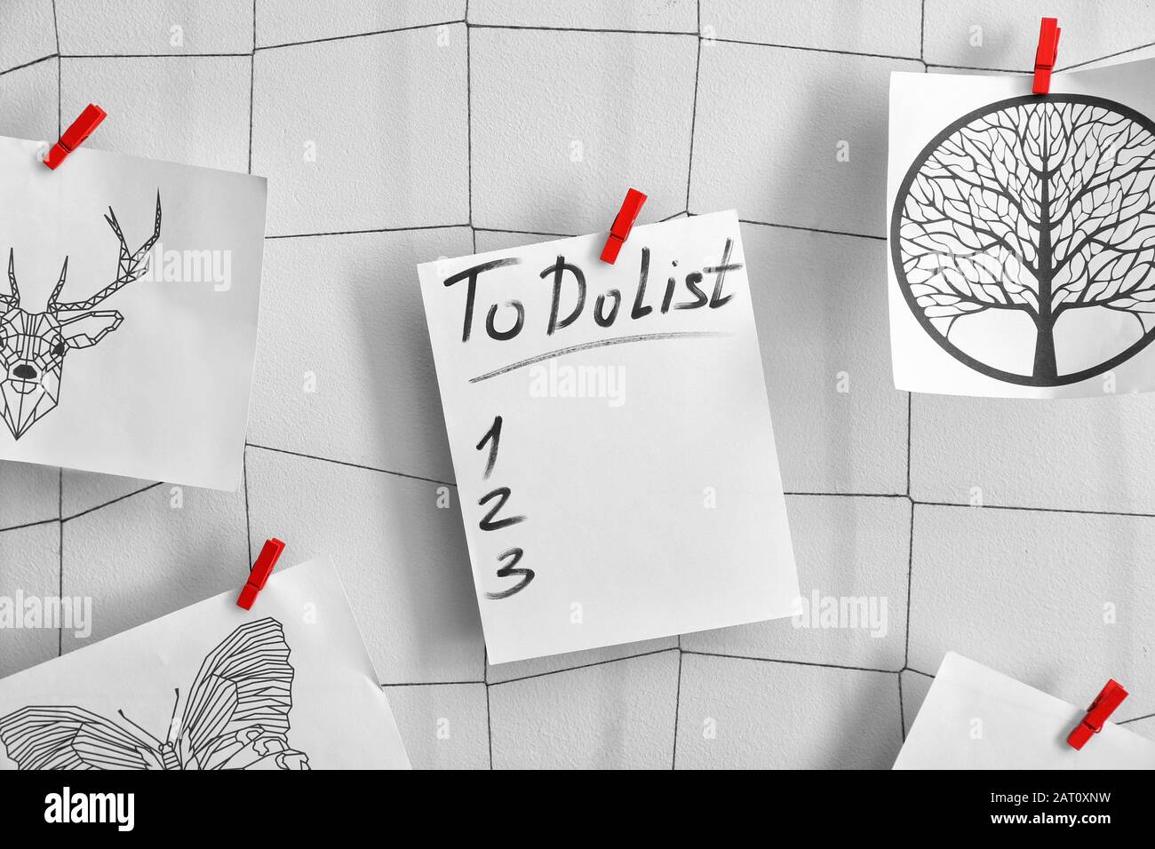 Moodboard with to do list and pictures on white background Stock Photo ...