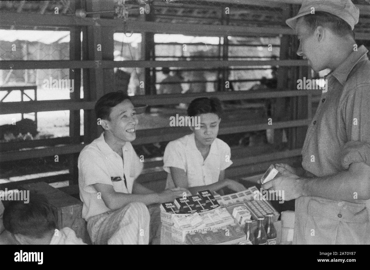 A Dutch soldier at a toko Date: 1946 Location: Indonesia, Dutch East ...