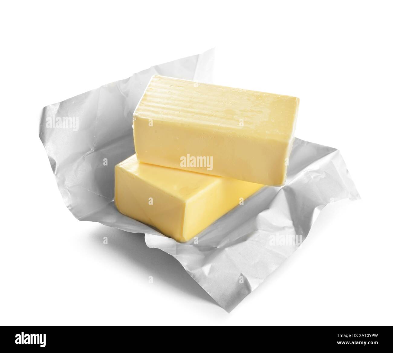 Fresh butter on white background Stock Photo - Alamy