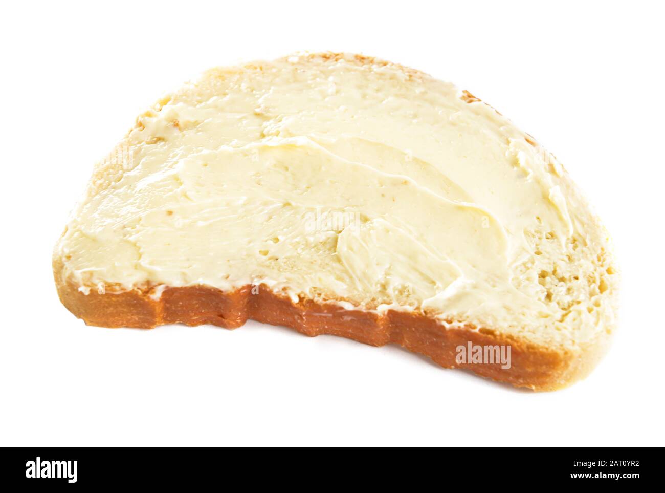 Slice of bread with fresh butter on white background Stock Photo - Alamy