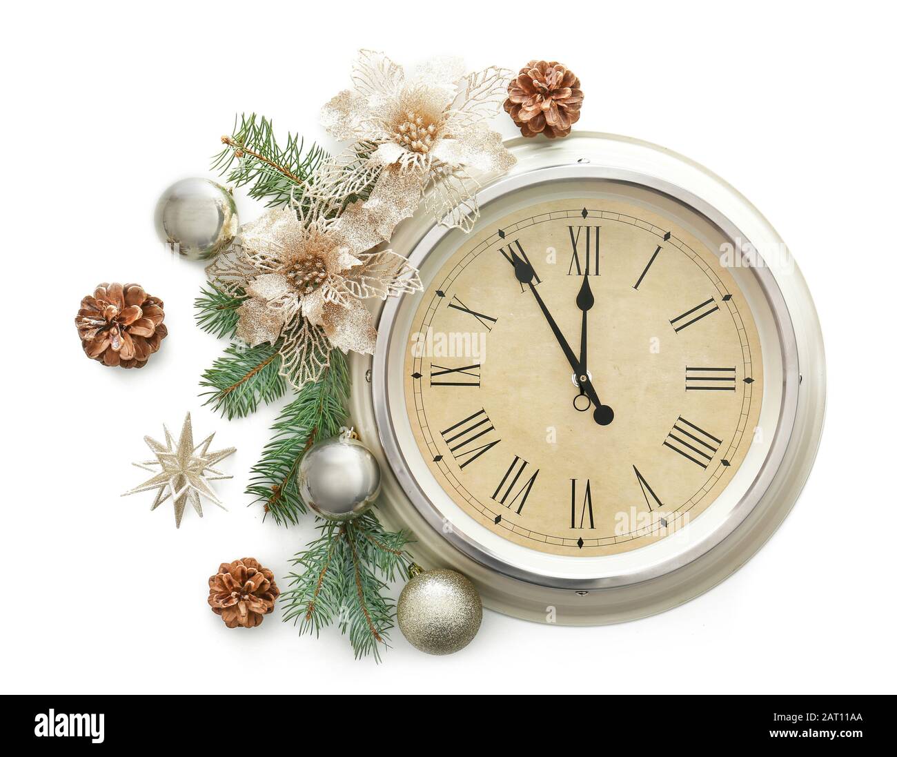 Festive christmas composition clock Cut Out Stock Images & Pictures - Alamy