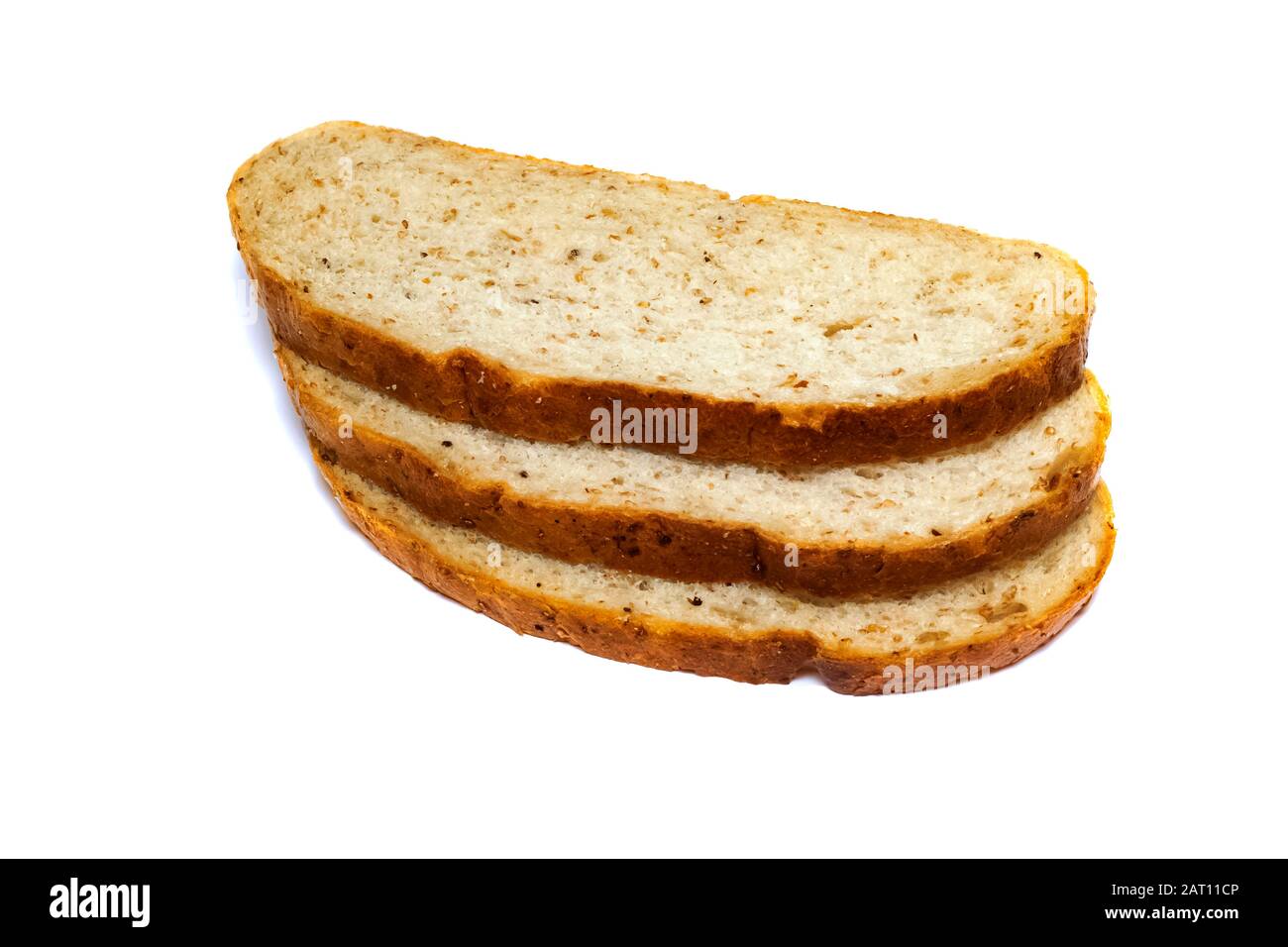 Three slices of bread isolated on a white background Stock Photo - Alamy
