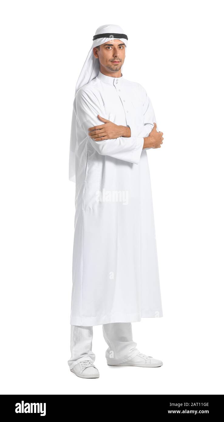 Handsome Arab man on white background Stock Photo - Alamy