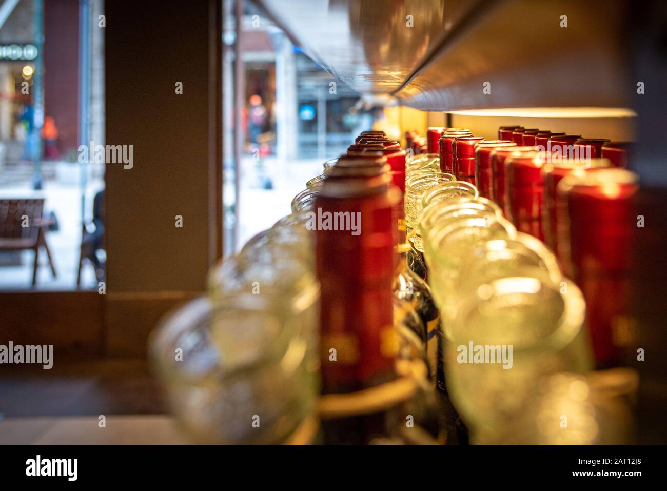 Wine bottle and glass perspective hi-res stock photography and images ...