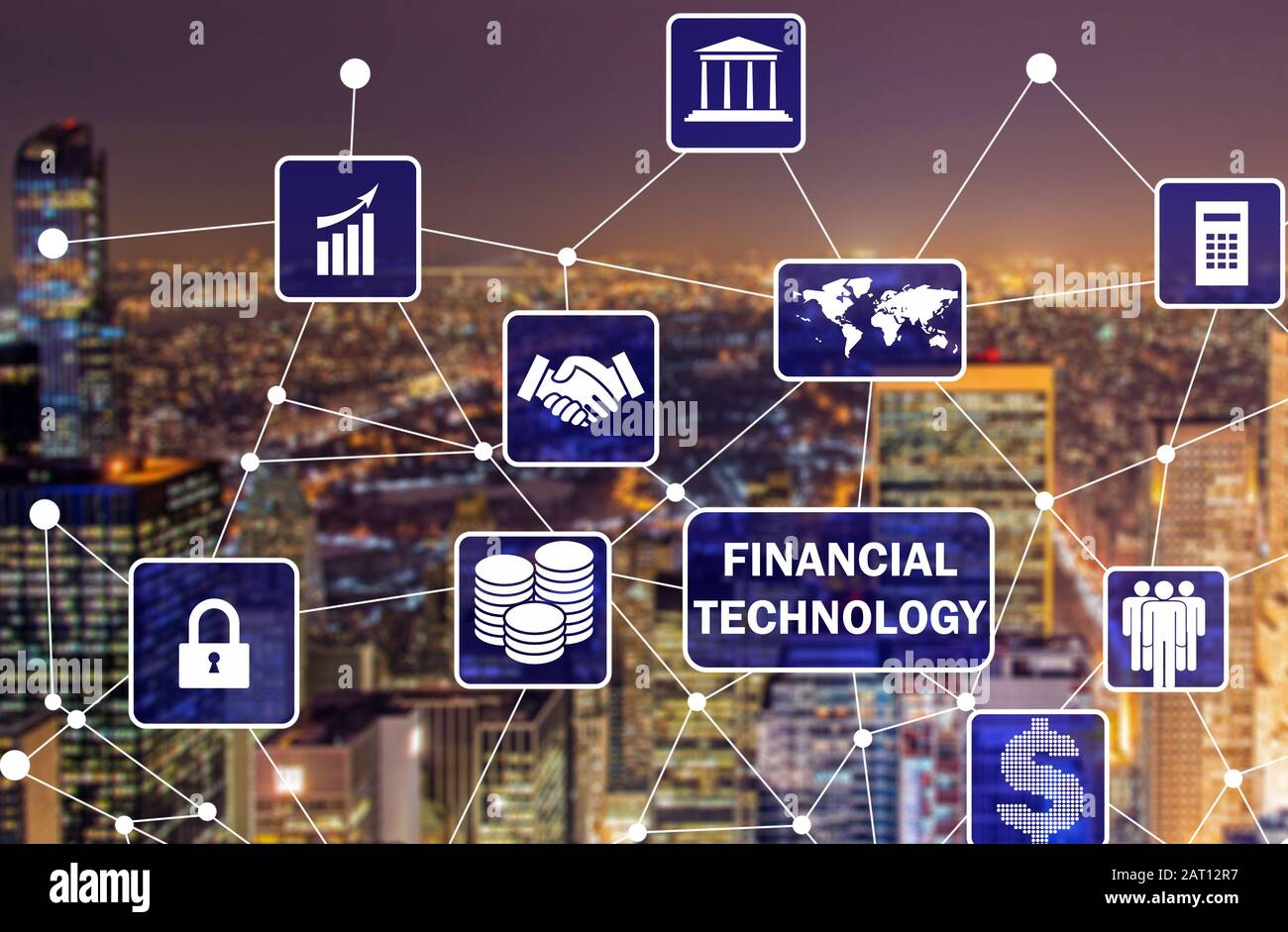 The smart city concept with fintech financial technology concept Stock ...