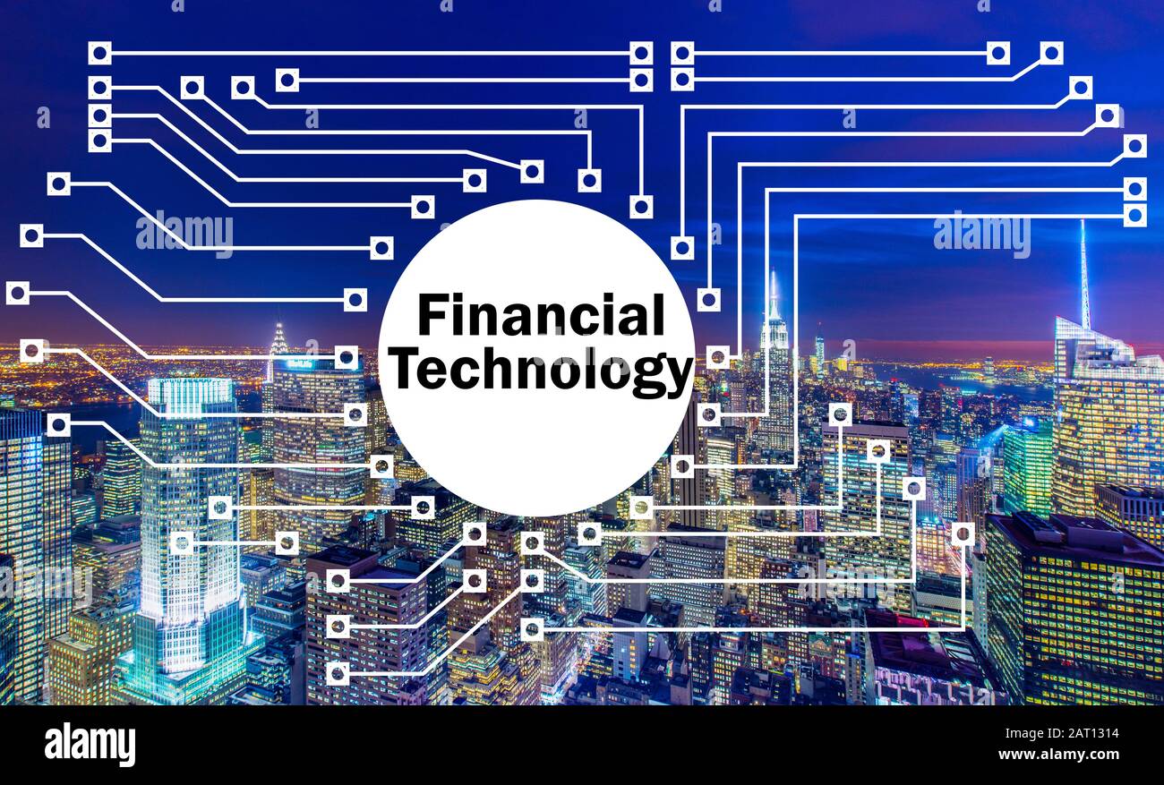 The smart city concept with fintech financial technology concept Stock ...