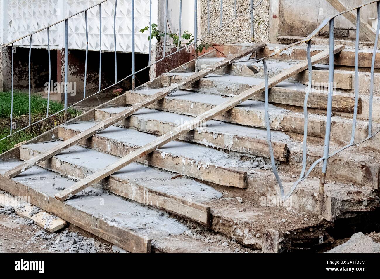 Repair of the old staircase at entrance Stock Photo - Alamy