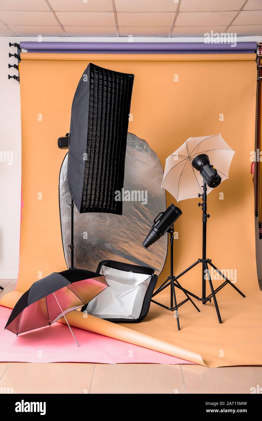 Professional equipment in modern photo studio Stock Photo - Alamy