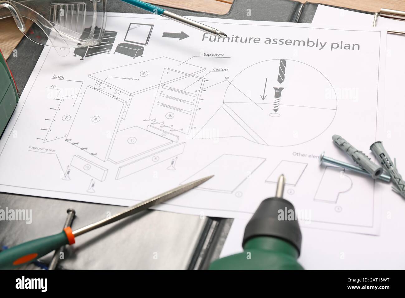 Furniture assembling plan tools hi-res stock photography and images - Alamy