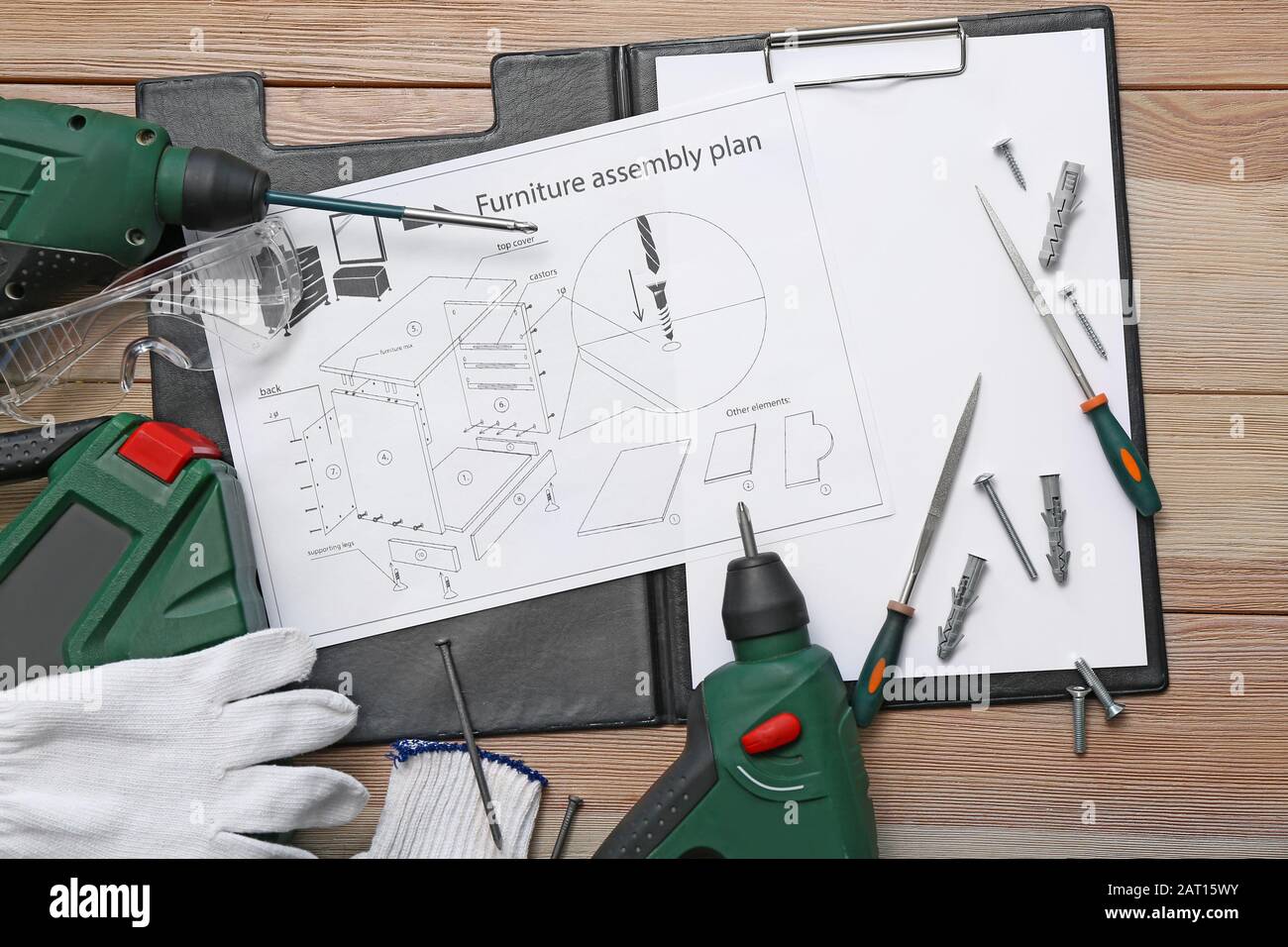 Furniture assembling plan tools hi-res stock photography and images - Alamy