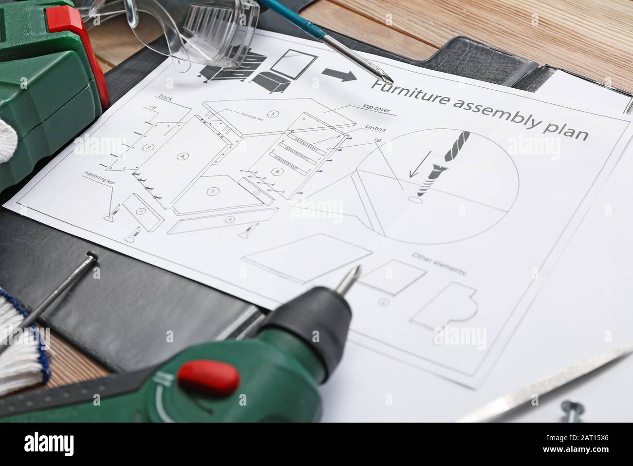 Furniture assembling plan tools hi-res stock photography and images - Alamy