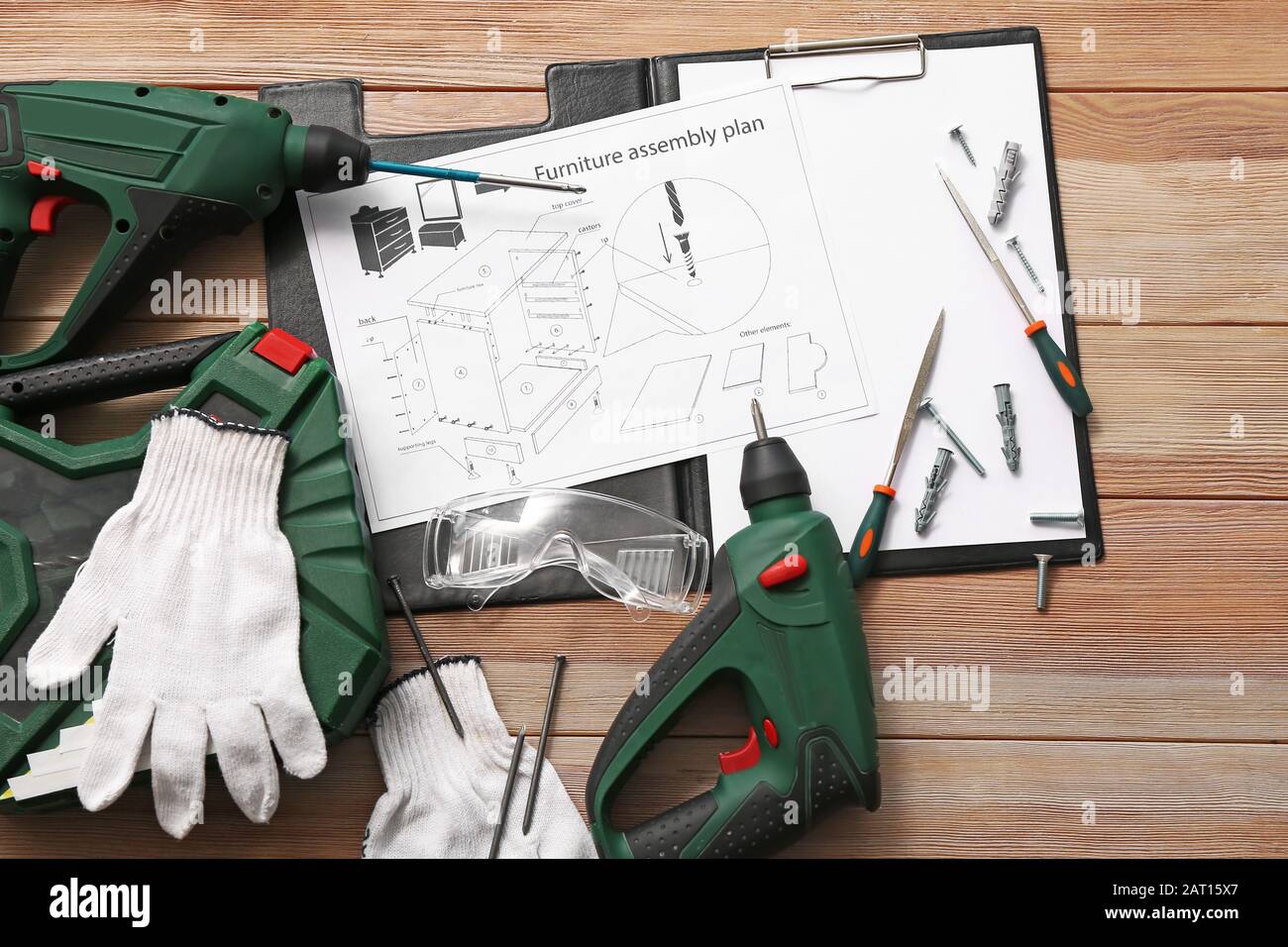 Furniture assembling plan tools hi-res stock photography and images - Alamy