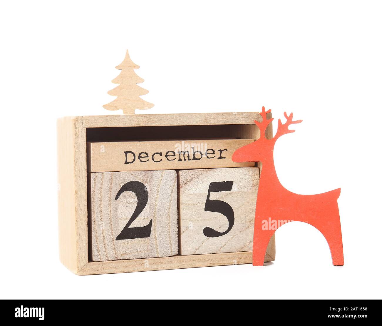 Calendar with date of Christmas on white background Stock Photo - Alamy