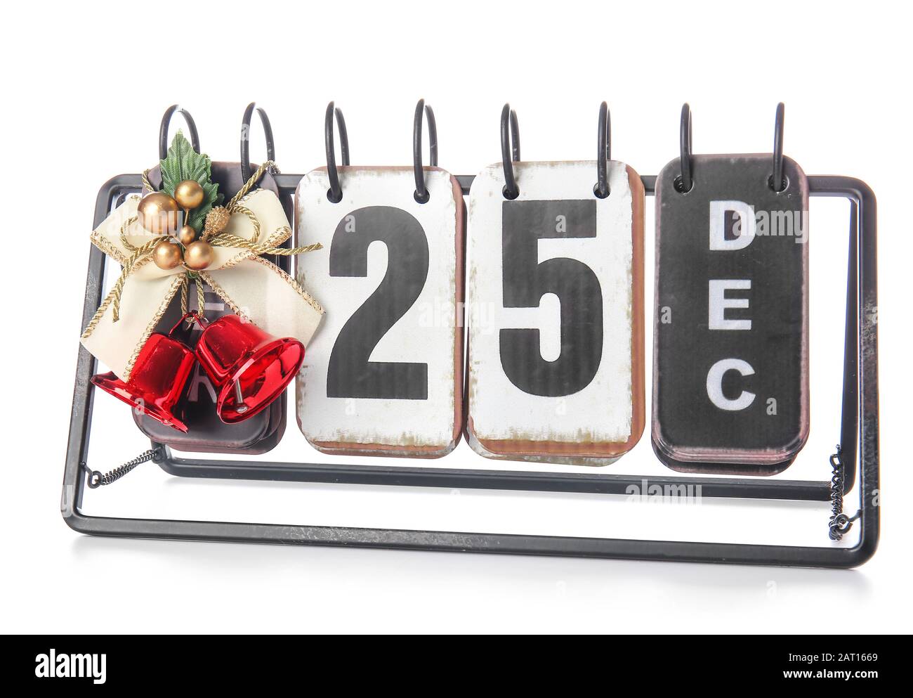 Calendar with date of Christmas on white background Stock Photo - Alamy