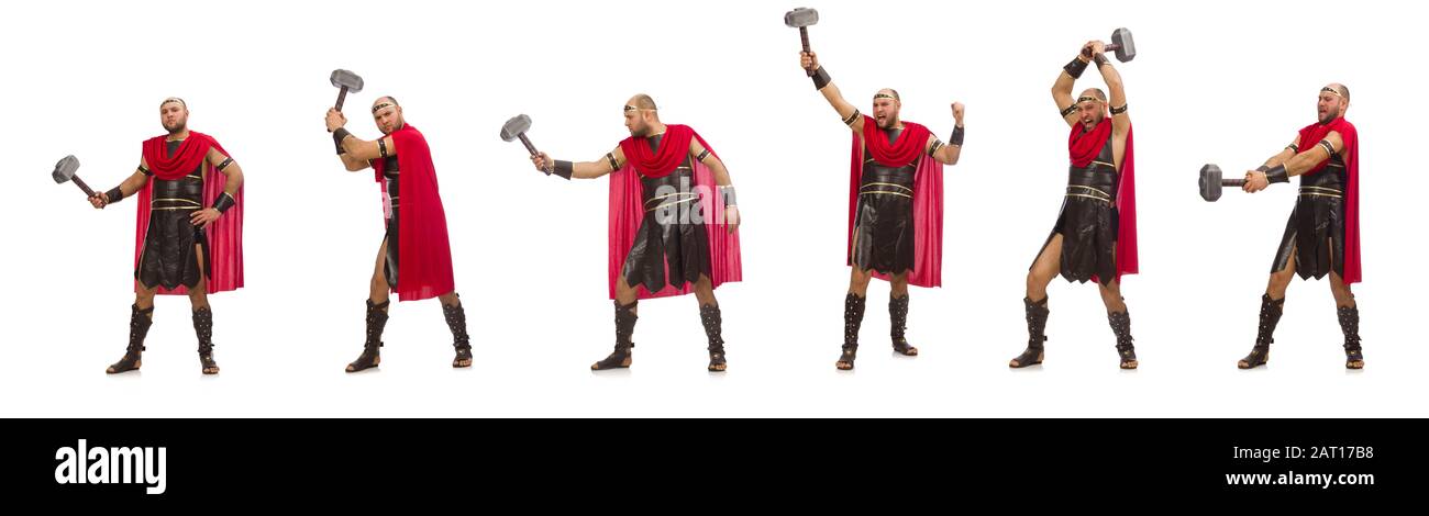 The gladiator isolated on white background Stock Photo - Alamy