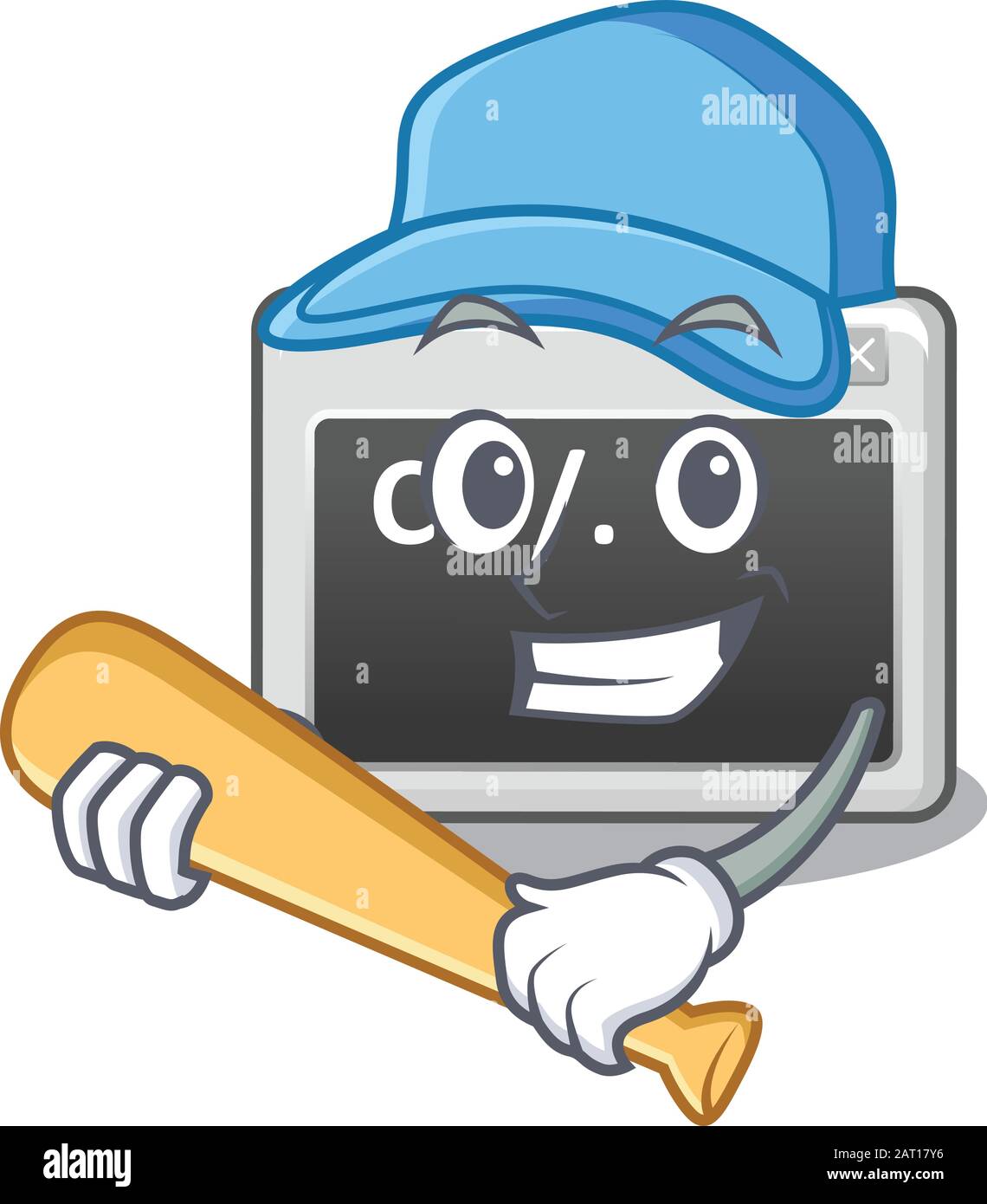 Sporty command window cartoon character design with baseball Stock ...