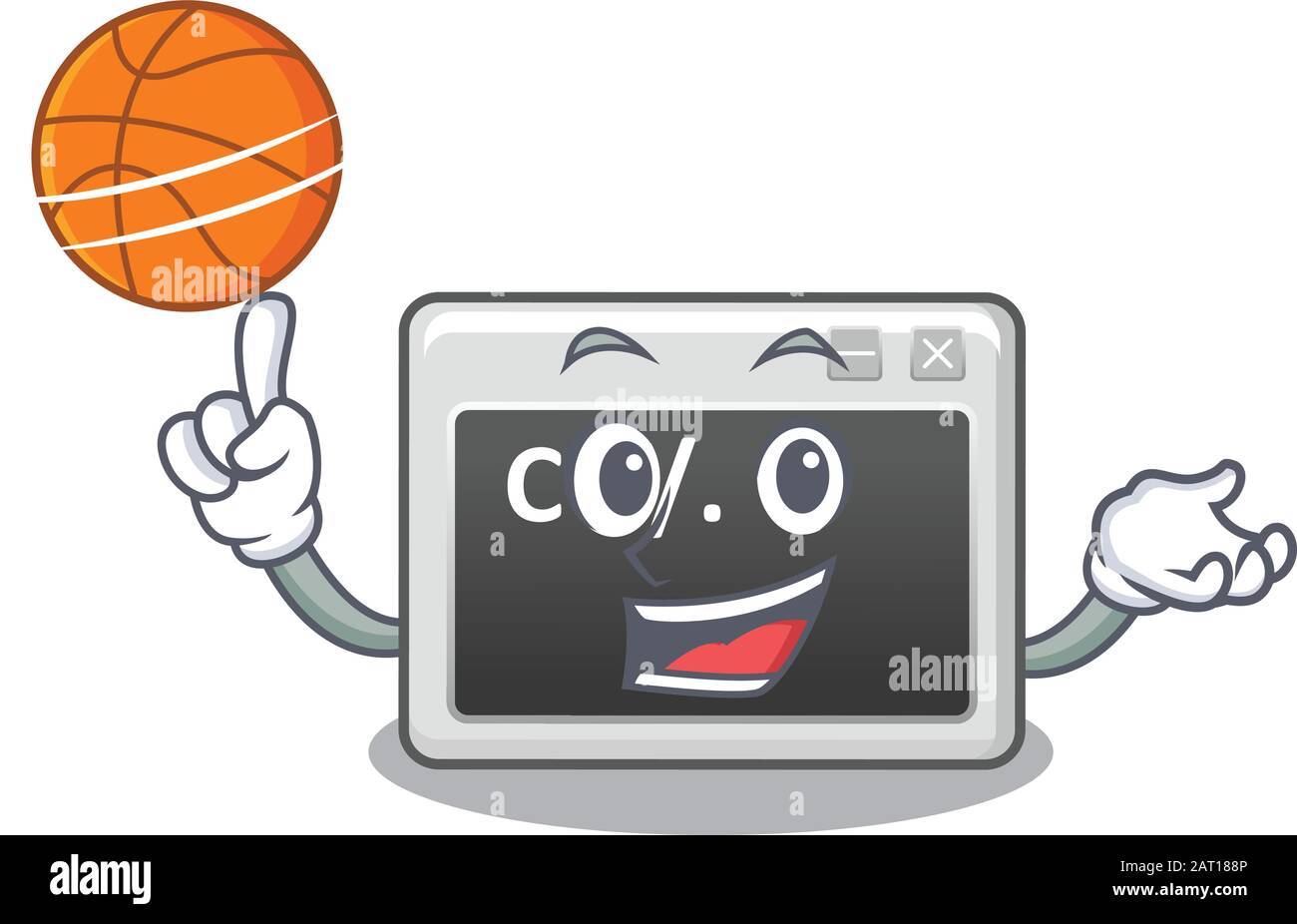 A mascot picture of command window cartoon character playing basketball ...