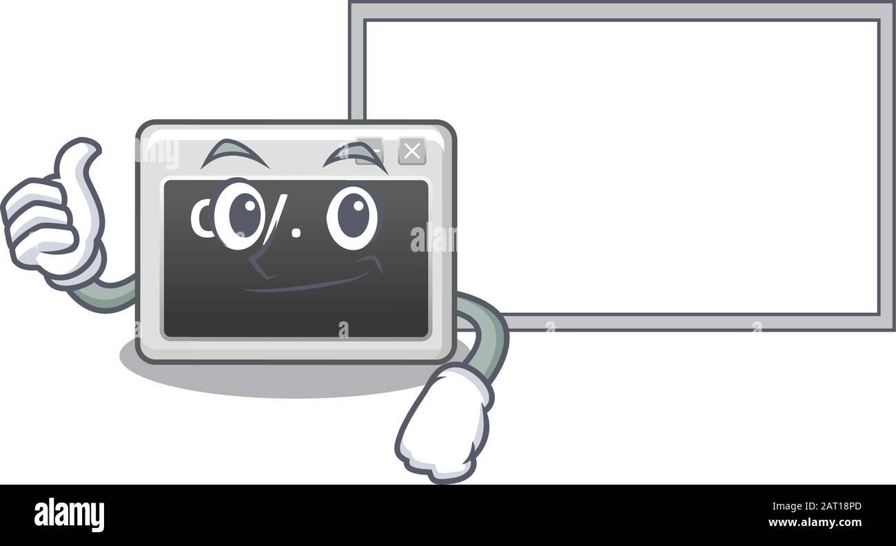 Thumbs up of command window cartoon design with board Stock Vector ...