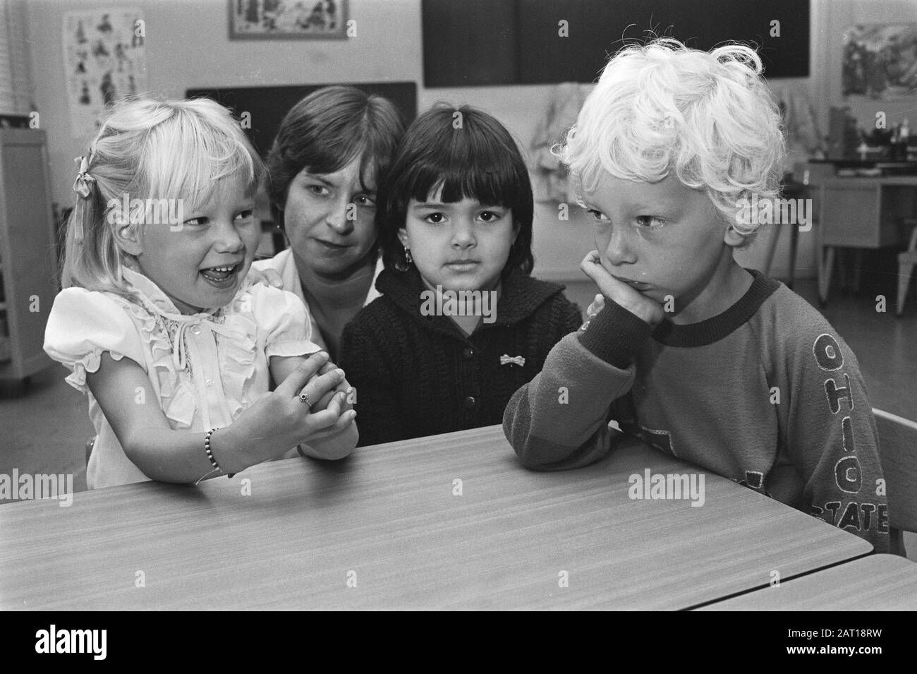 First school day (kindergarten); three preschool children Date: 23 ...