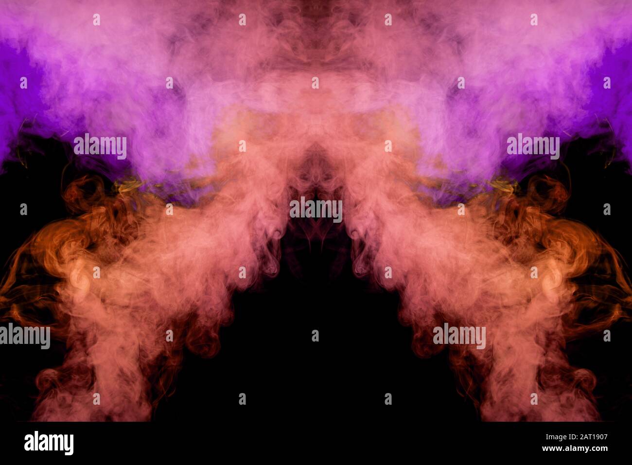 Smoke of pattern pink and red in the form of horror monster on a dark ...