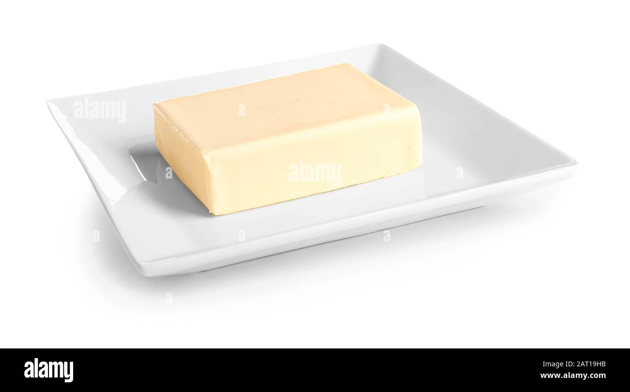 Fresh butter on white background Stock Photo - Alamy