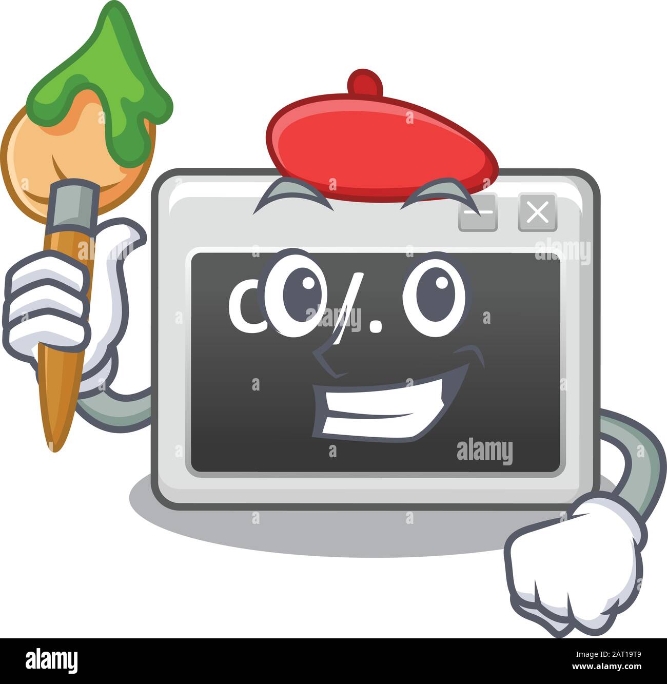 Cartoon character of command window Artist with a brush Stock Vector ...