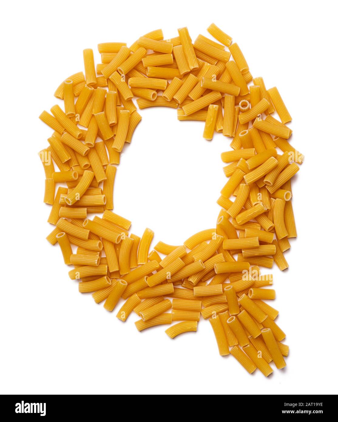 Letter Q of the English alphabet from dry pasta on a white isolated ...