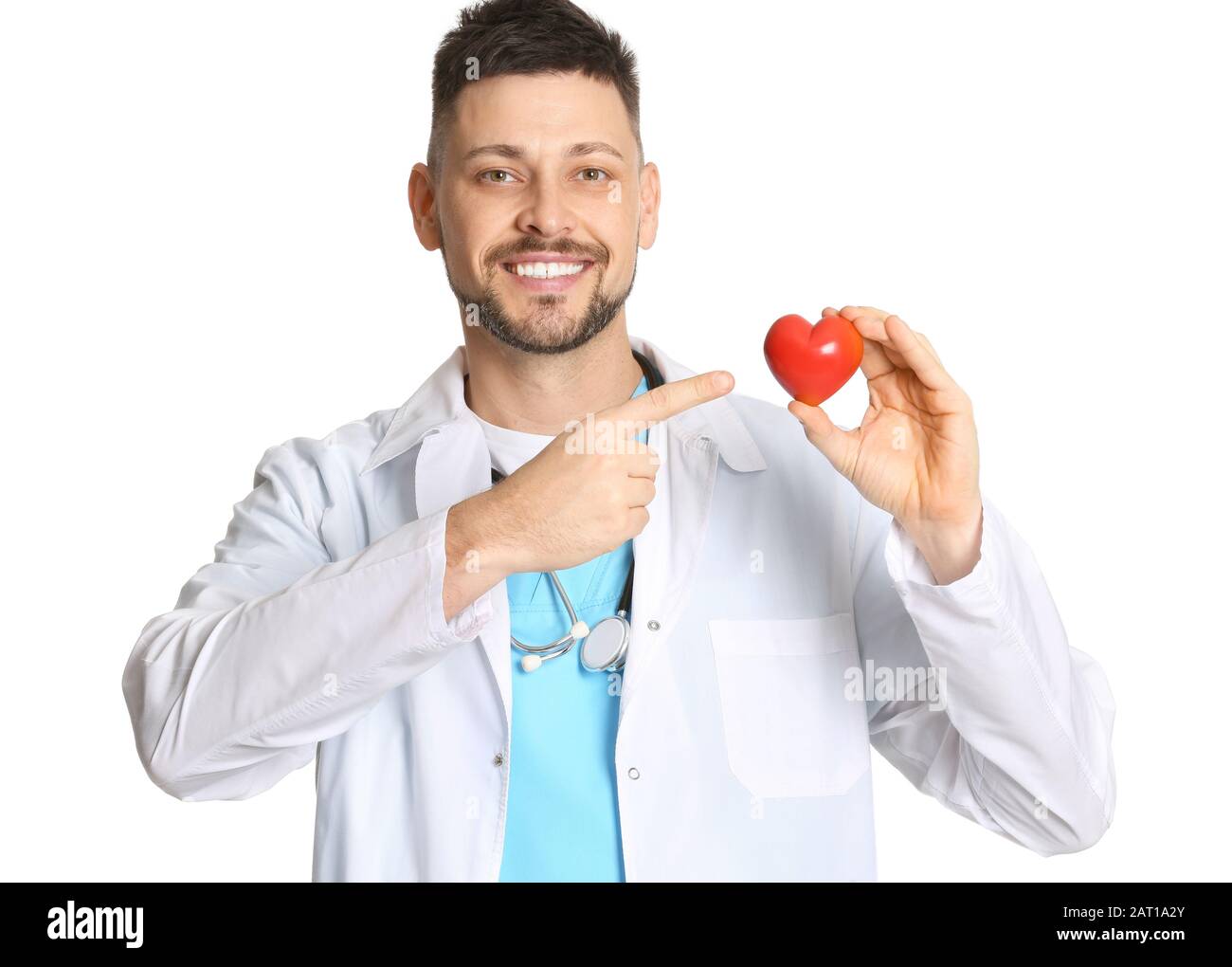 Male cardiologist on white background Stock Photo - Alamy