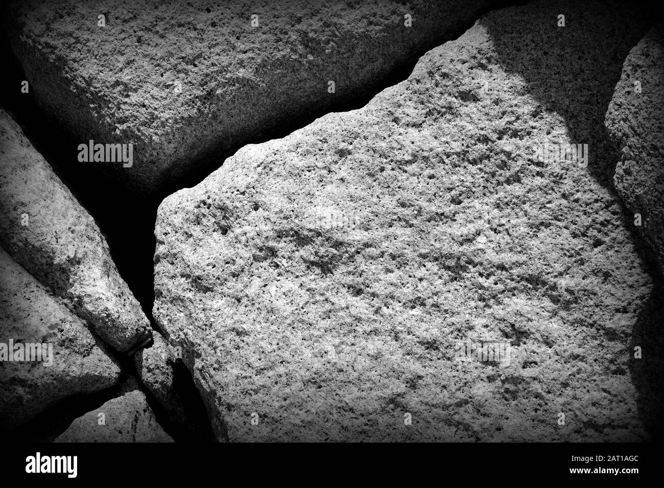 Coastal rock texture close-up. Stone background black and white Stock ...