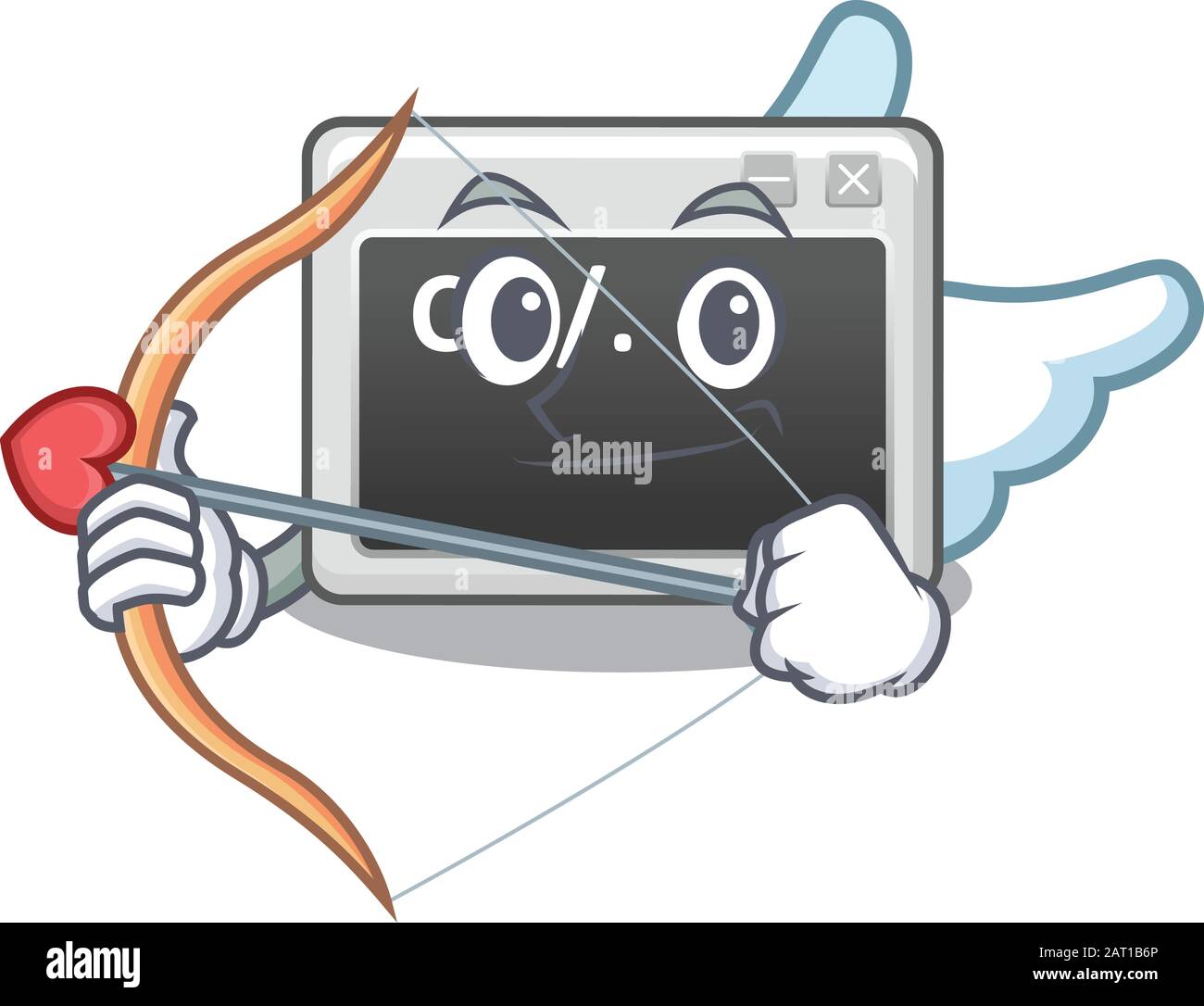 Romantic command window Cupid cartoon character with arrow and wings ...