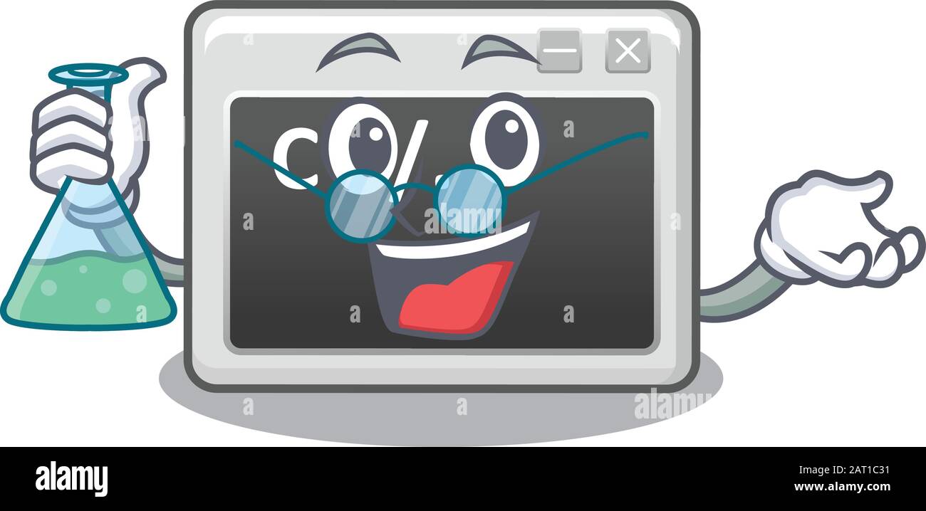 Smart Professor command window cartoon character with glass tube Stock ...