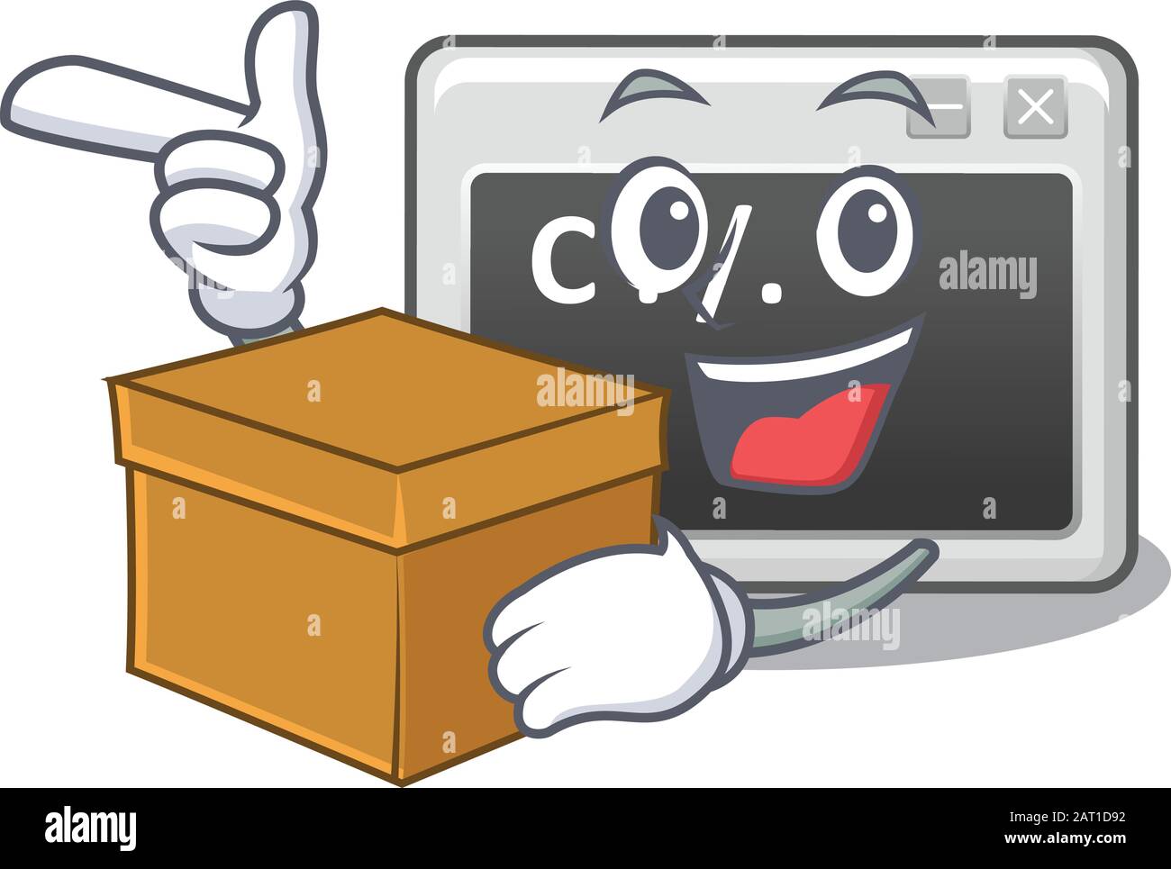 Cute command window cartoon character having a box Stock Vector Image ...