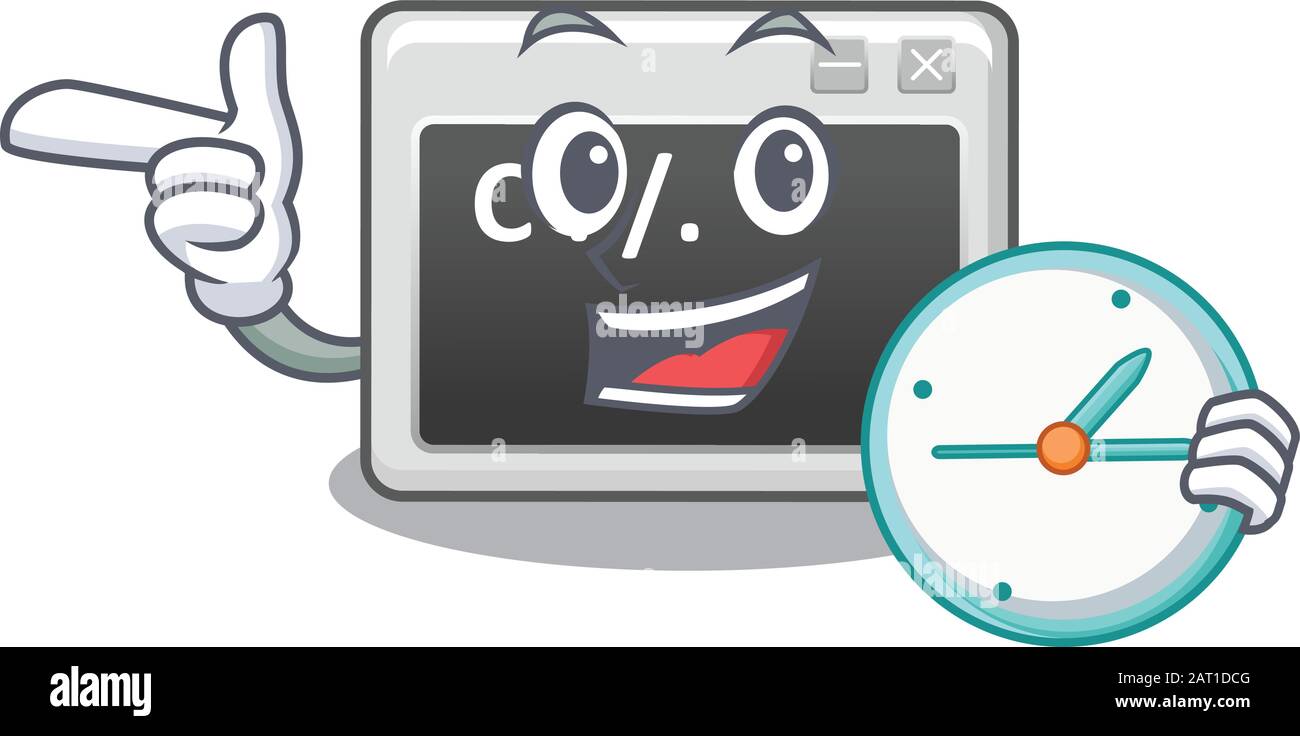 cartoon character style command window having clock Stock Vector Image ...