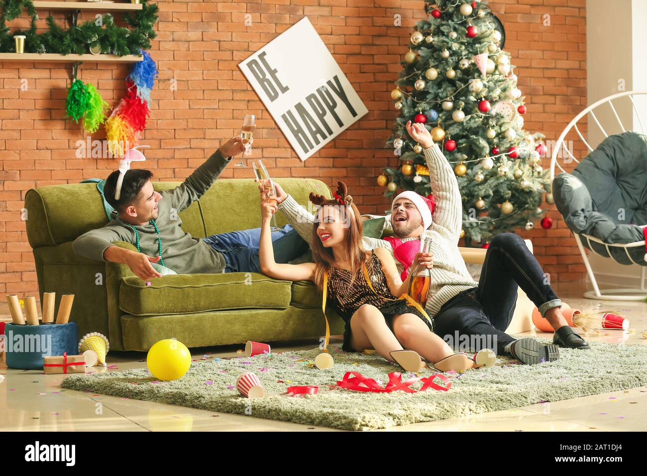 Drunk friends celebrating new hi-res stock photography and images - Alamy