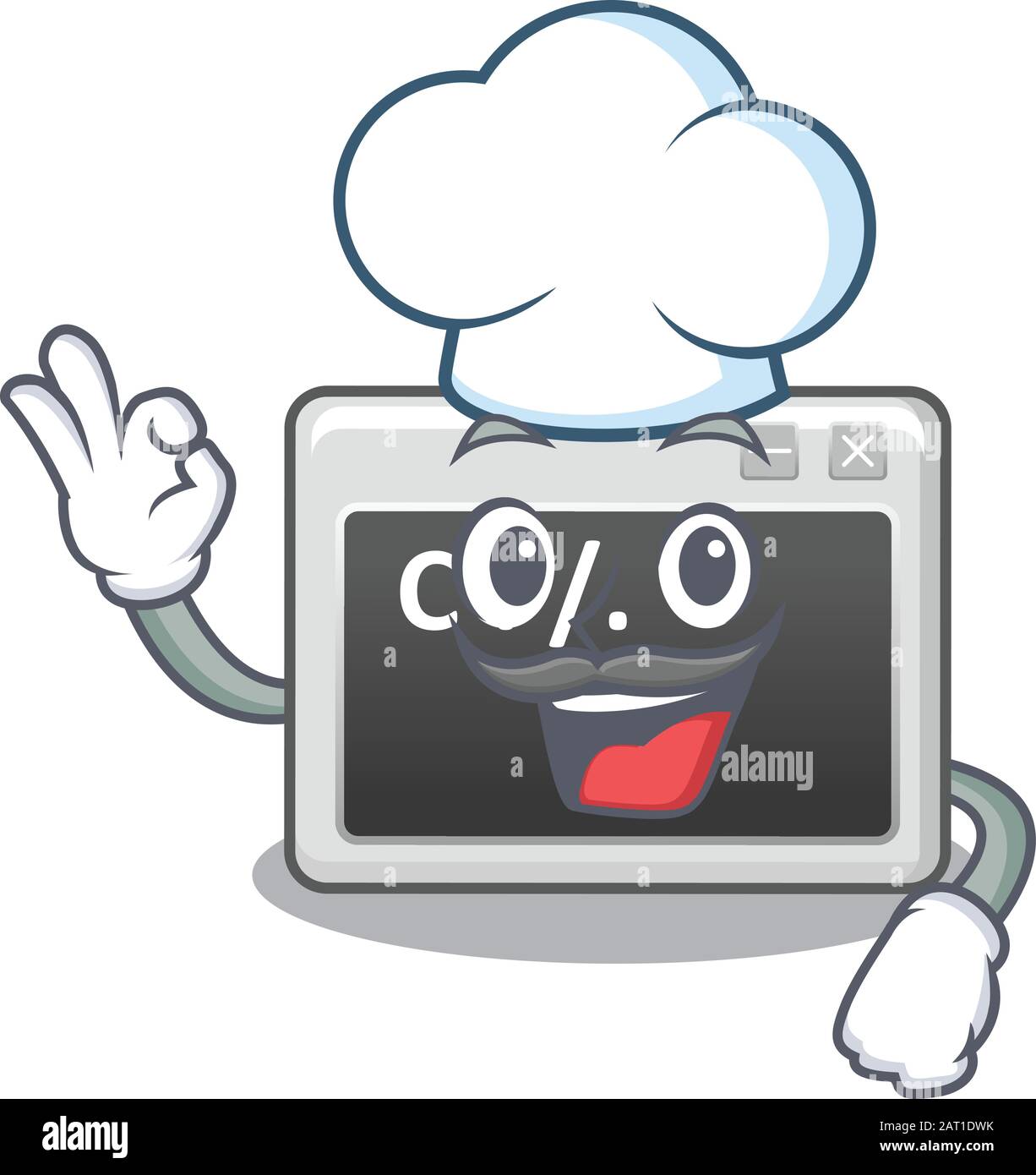 command window cartoon character wearing costume of chef and white hat ...