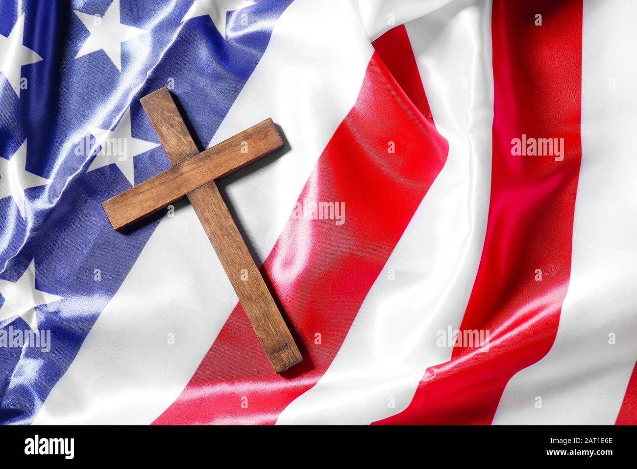 Christian cross on USA flag Stock Photo - Alamy