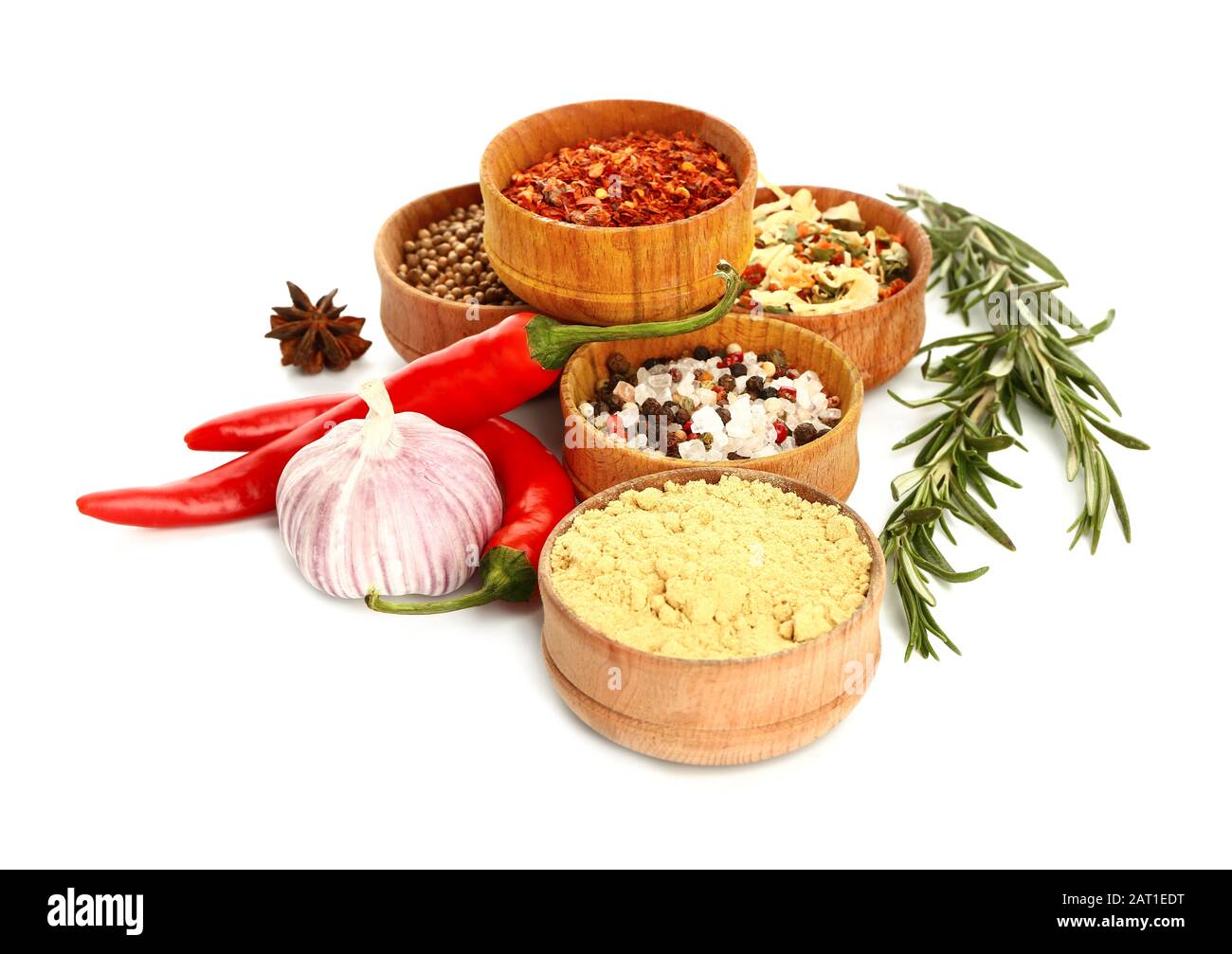 Many different spices on white background Stock Photo - Alamy