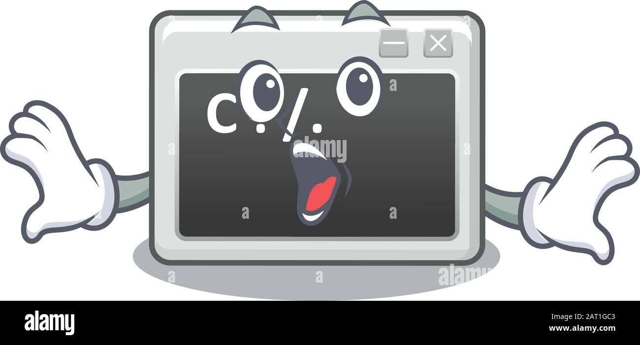 Command window cartoon character design on a surprised gesture Stock ...