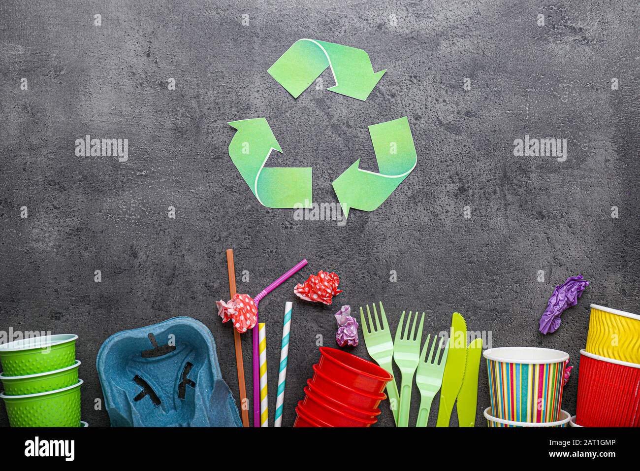 Different garbage on dark background. Recycling concept Stock Photo - Alamy