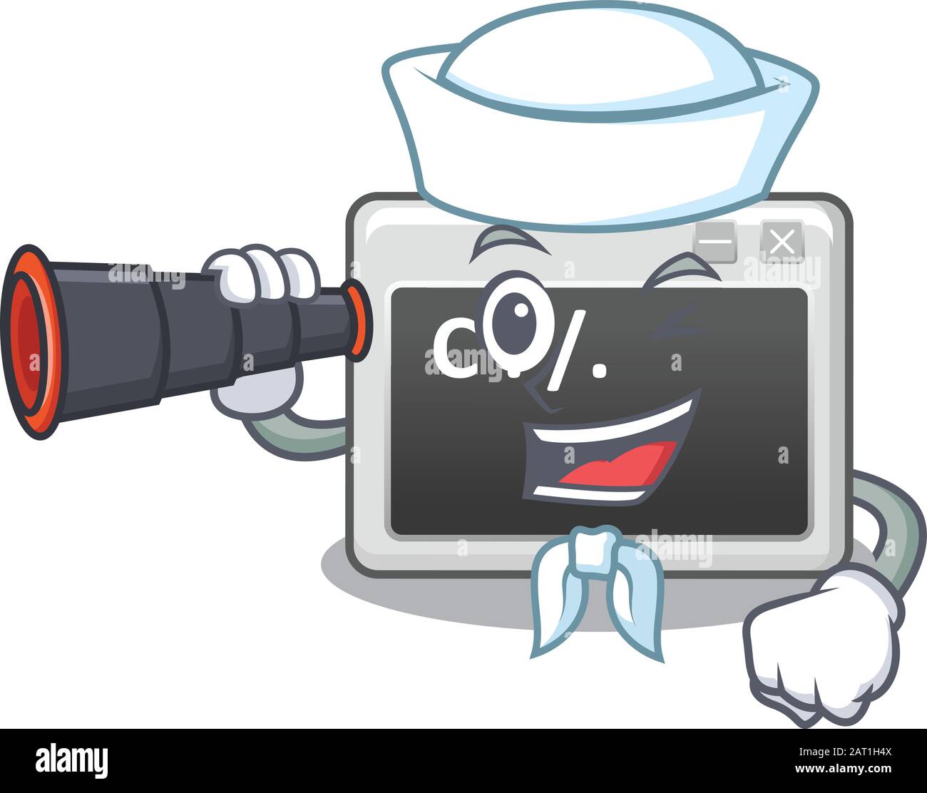 Command window cartoon happy Sailor style with binocular Stock Vector ...