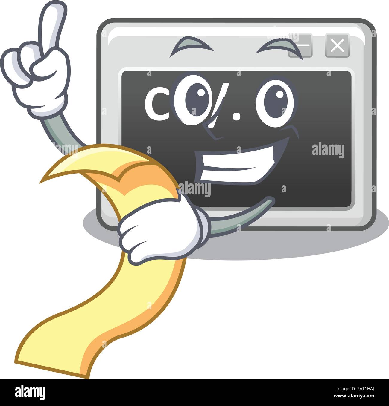 A funny cartoon character of command window with a menu Stock Vector ...